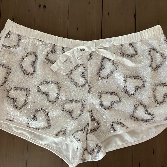 Victoria's Secret | Shorts | Victorias Secret White Sequin Heart Shorts ...